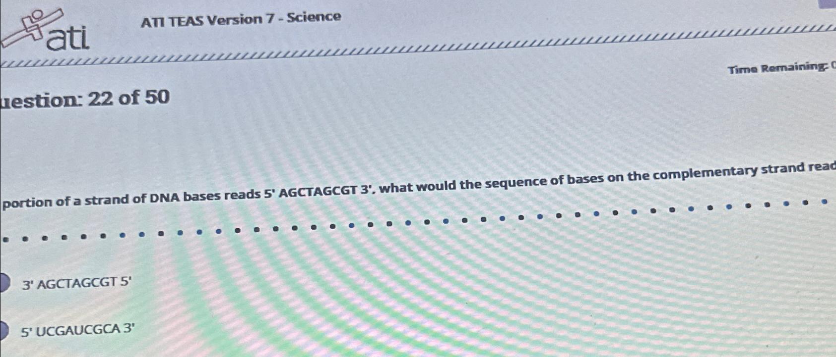 Solved ATI TEAS Version 7 - ﻿Scienceati nestion: 22 ﻿of | Chegg.com