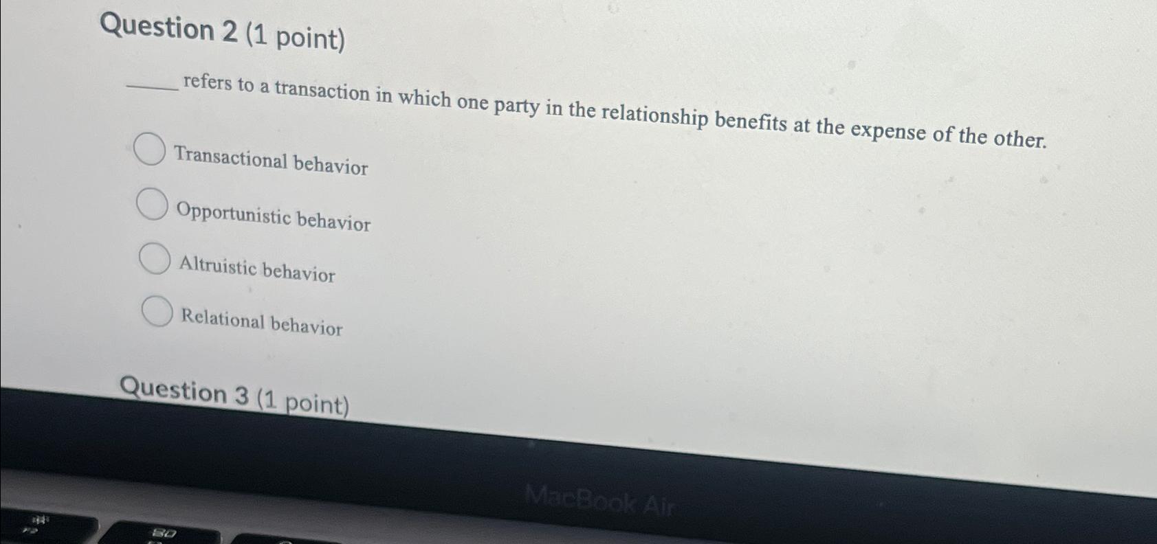Solved Question 2 (1 ﻿point)refers to a transaction in which | Chegg.com