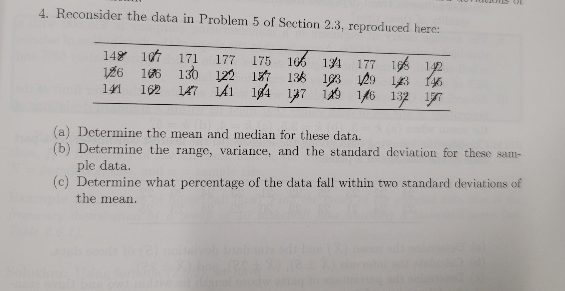 Solved 4. Reconsider the data in Problem 5 of Section 2.3, | Chegg.com Solved 4. Reconsider the data in Problem 5 of Section 2.3, | Chegg.com