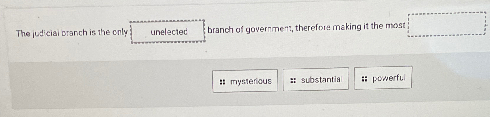 Solved The judicial branch is the only branch of government, | Chegg.com