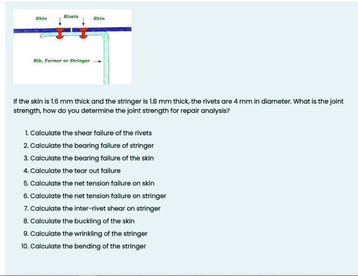 Solved Skin Rivets Skin Rih, Former or Stringer If the skin | Chegg.com