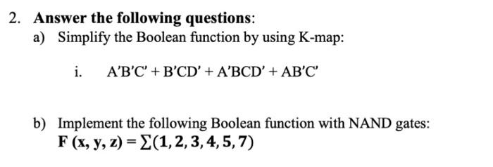 Solved Answer the following questions: a) Simplify the | Chegg.com