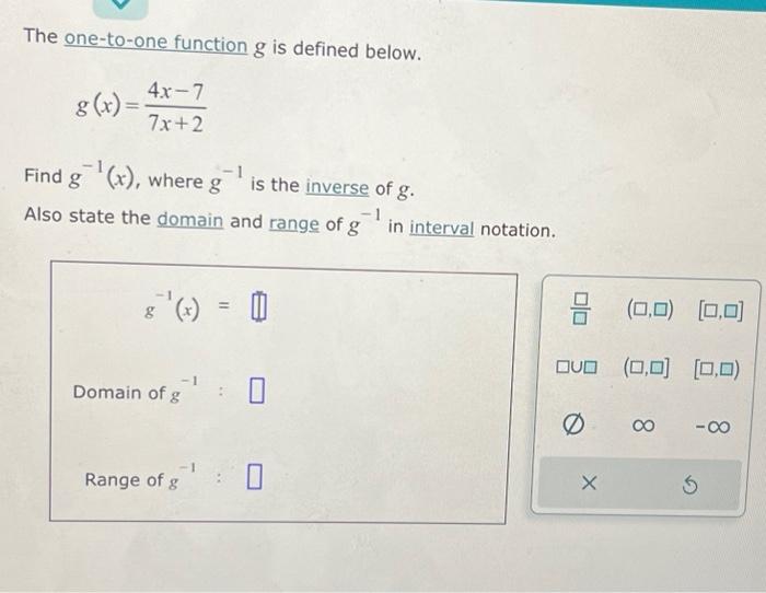 Solved The one-to-one function g is defined below. | Chegg.com
