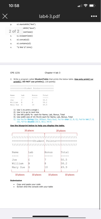 Solved 10:58 lab4-3.pdf 1 of 2 Chapter 4 lab 3 Instructions: | Chegg.com