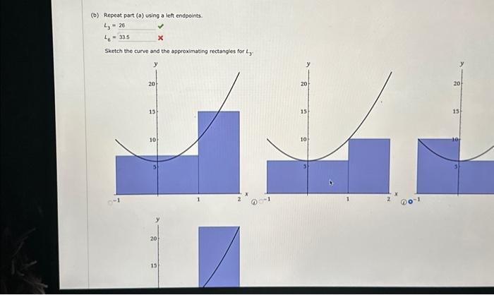 (b) Repeat part (a) using a left endpoints. L3=:L6= | Chegg.com
