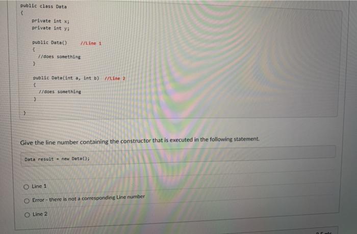 Solved public class Data private int x; private int y public | Chegg.com