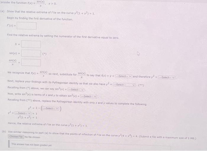 Solved inider the function f(x)=xsin(x),x>0 a) Show that the | Chegg.com