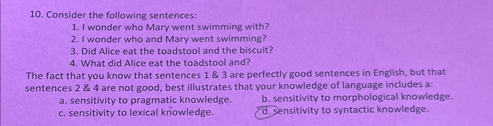 Solved Consider the following sentences:I wonder who Mary | Chegg.com