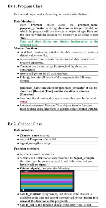Solved Define and implement a class Program as described | Chegg.com