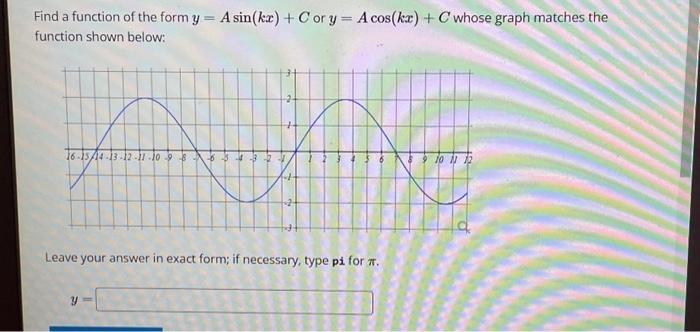Solved Find a function of the form y = A sin(kx) + Cor y = A | Chegg.com