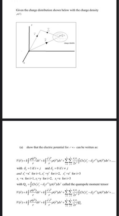 Solved Given the charge distribution shown below with the | Chegg.com