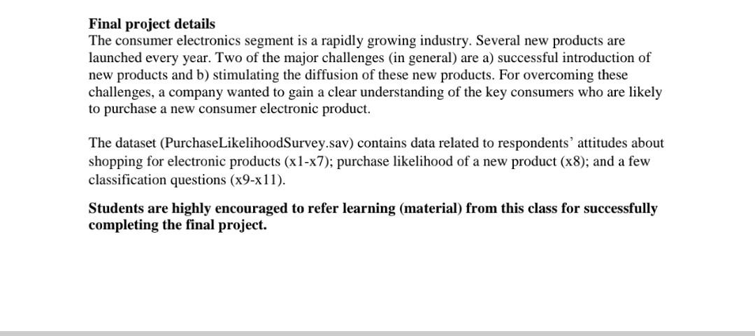 Solved Final project details The consumer electronics | Chegg.com