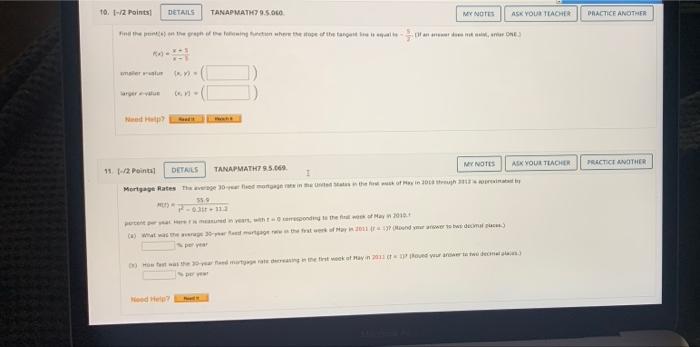 Solved 10. 1-/2 Points DETAILS TANAPMATH79.5.0.0 MY NOTES | Chegg.com Solved 10. 1-/2 Points DETAILS TANAPMATH79.5.0.0 MY NOTES | Chegg.com