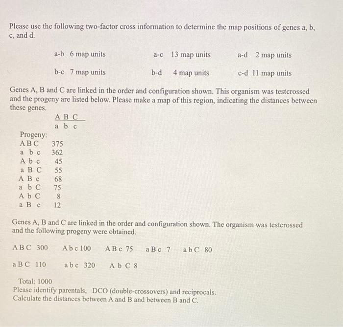 Solved Please use the following two-factor cross information | Chegg.com