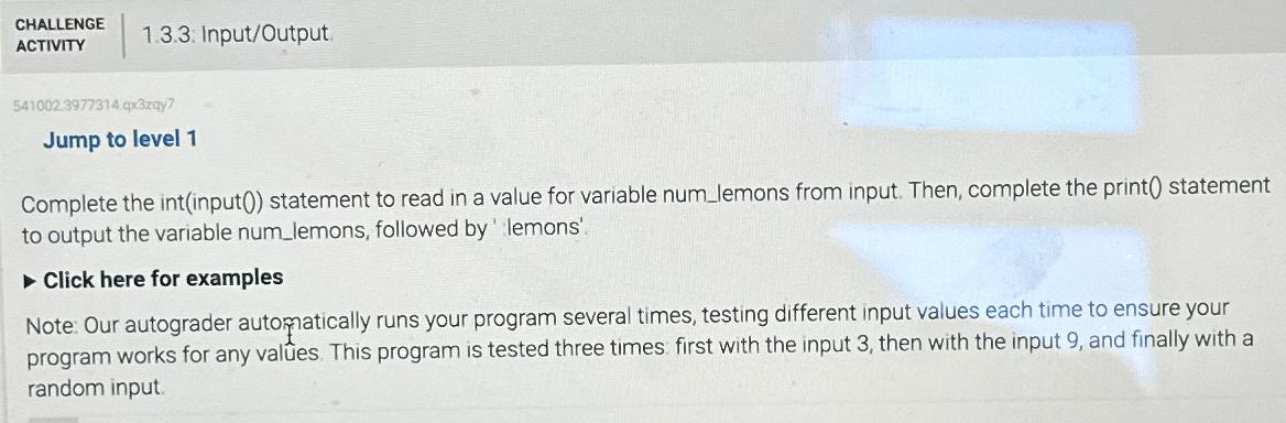 Solved CHALLENGEACTIVITY1.3.3. | Chegg.com