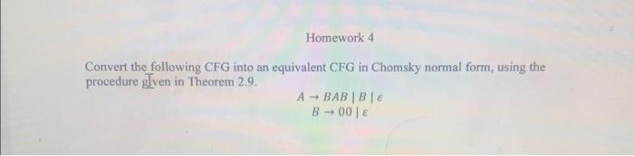 Solved Convert the following CFG into an equivalent CFG in | Chegg.com