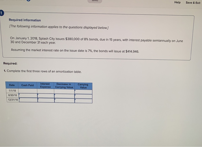 Solved Sved Help Save & Exit - Required information [The | Chegg.com