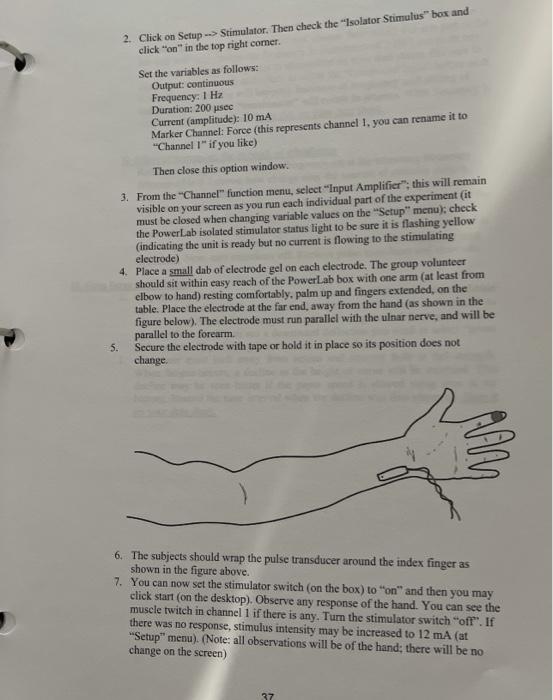 Lab 5 - Skeletal Muscle Physiology Experimental | Chegg.com