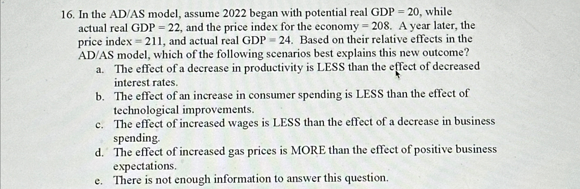 Solved In the ADAS ﻿model, assume 2022 ﻿began with potential | Chegg.com
