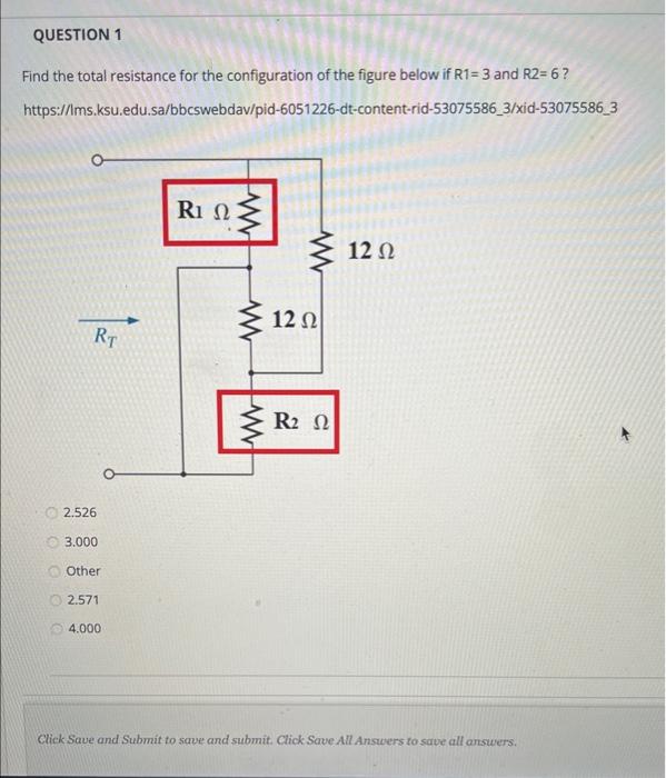 Solved Find the total resistance for the configuration of | Chegg.com