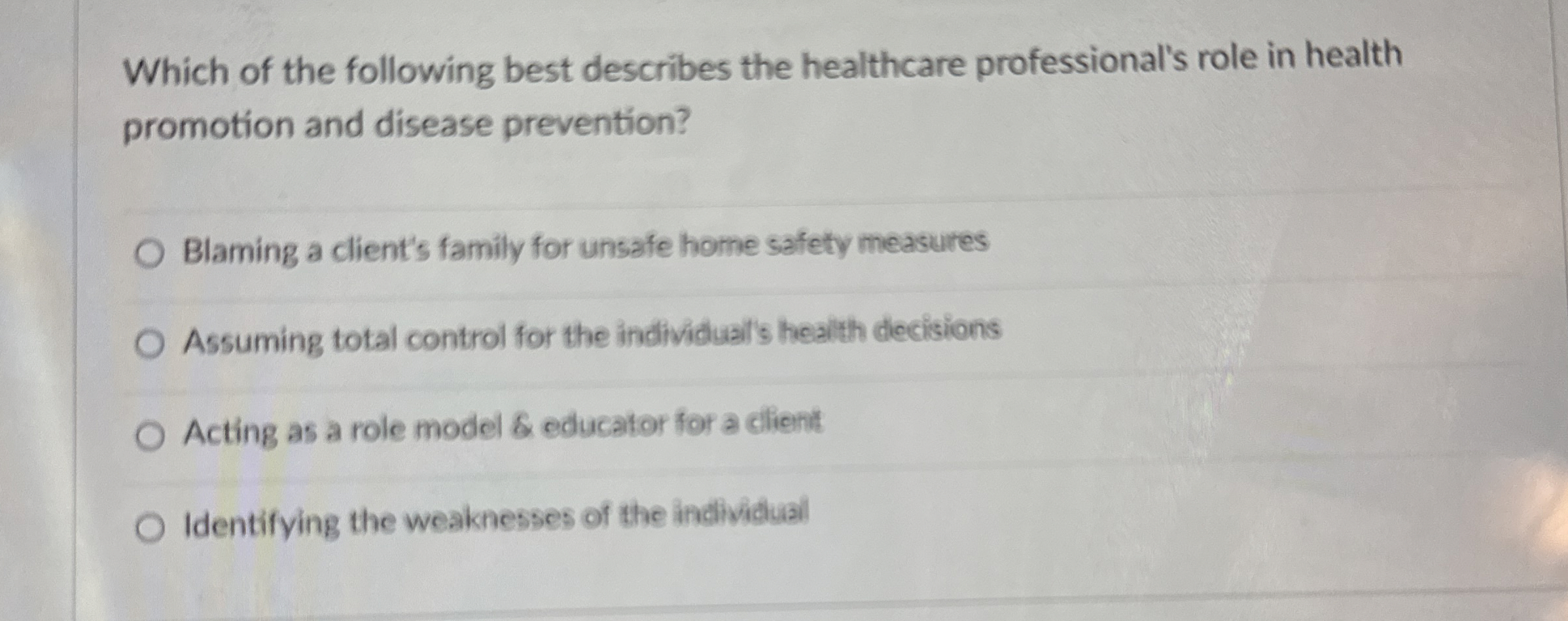 Solved Which of the following best describes the healthcare | Chegg.com