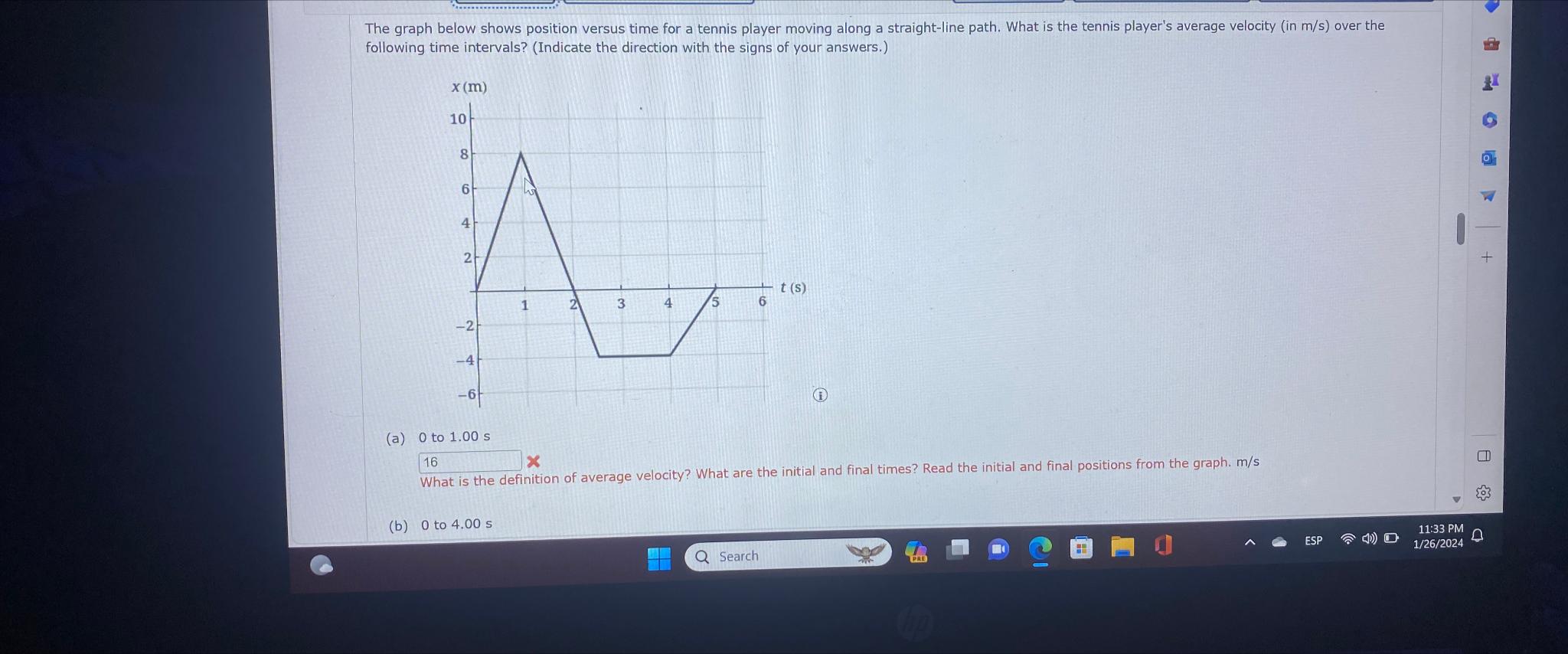 Solved The graph below shows position versus time for a | Chegg.com