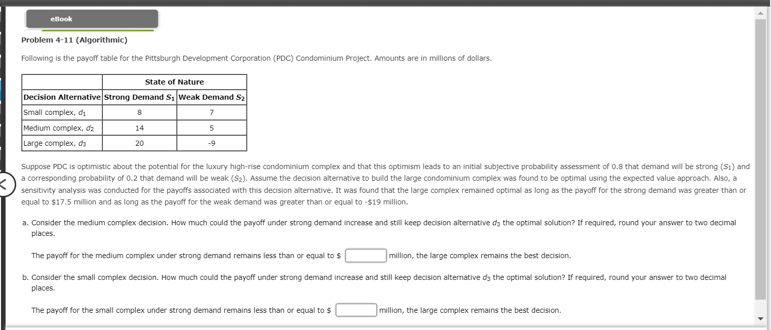 Problem 4-11 (Algorithmic)Following is the payoff | Chegg.com