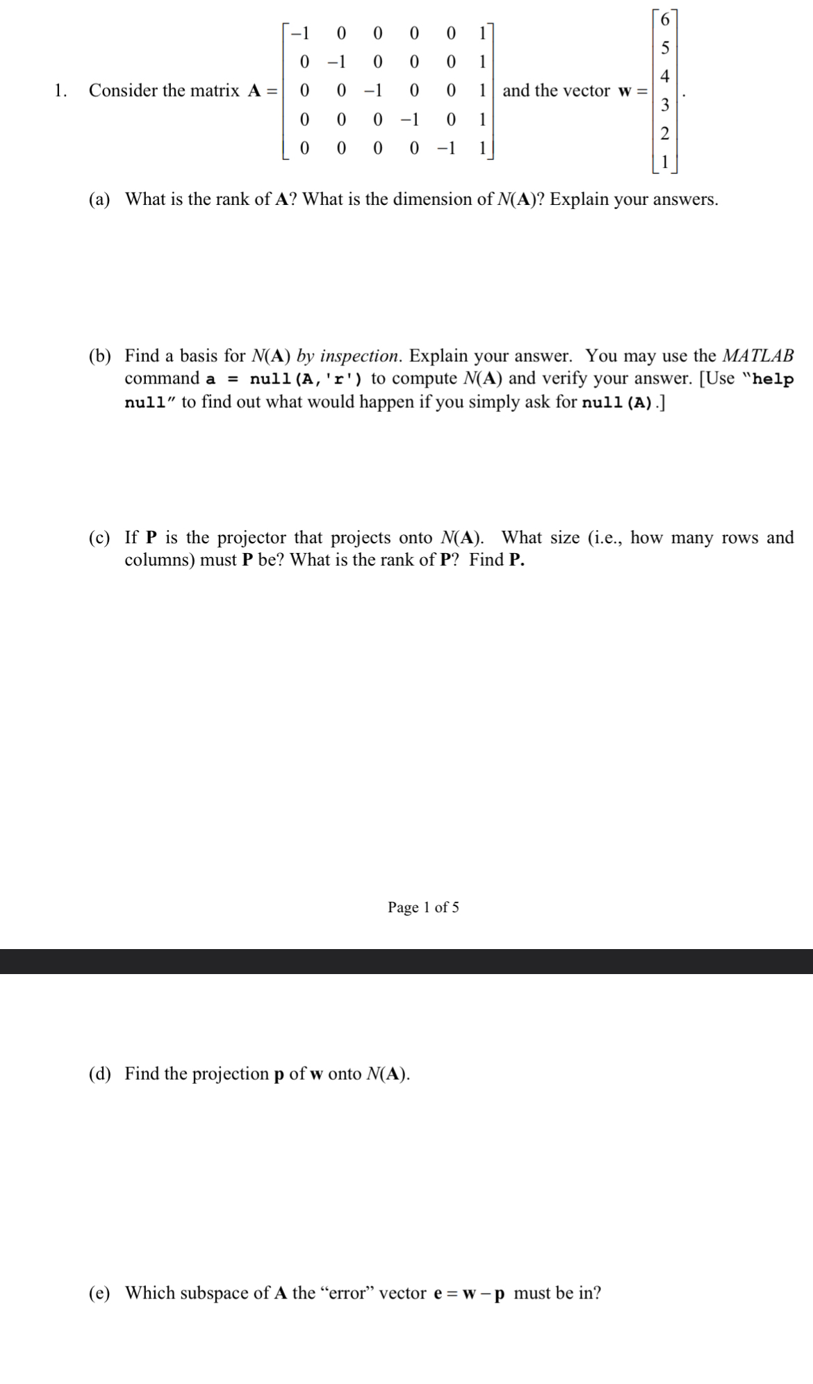 Solved Consider the matrix | Chegg.com