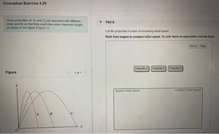 Solved Conceptual Exercise 4 29 Y Part A Three Projectiles