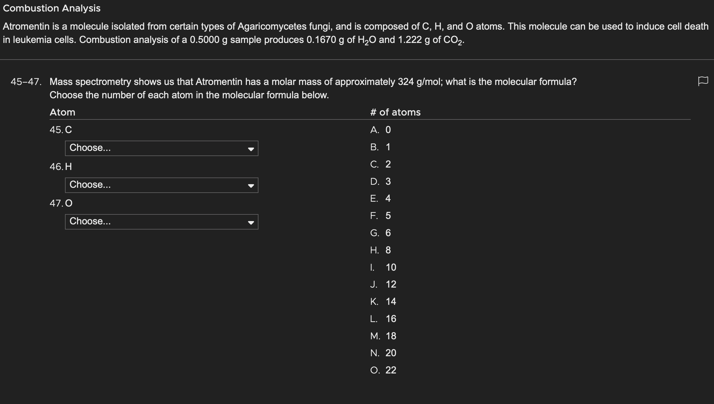 Solved Combustion AnalysisAtromentin is a molecule isolated | Chegg.com