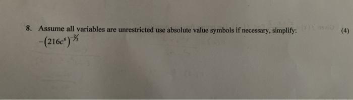 Solved 8. Assume all variables are unrestricted use absolute | Chegg.com
