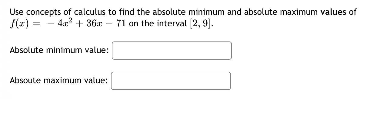 Solved Use concepts of calculus to find the absolute minimum | Chegg.com