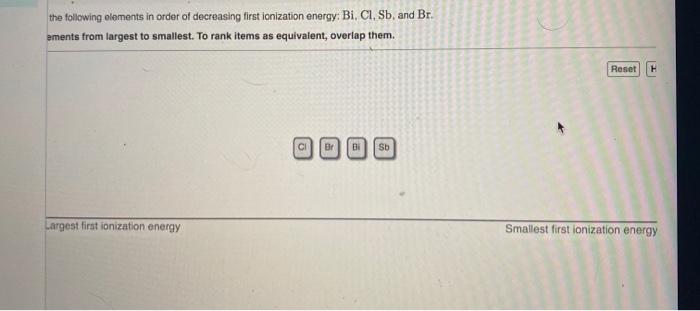 Solved the following elements in order of decreasing first | Chegg.com