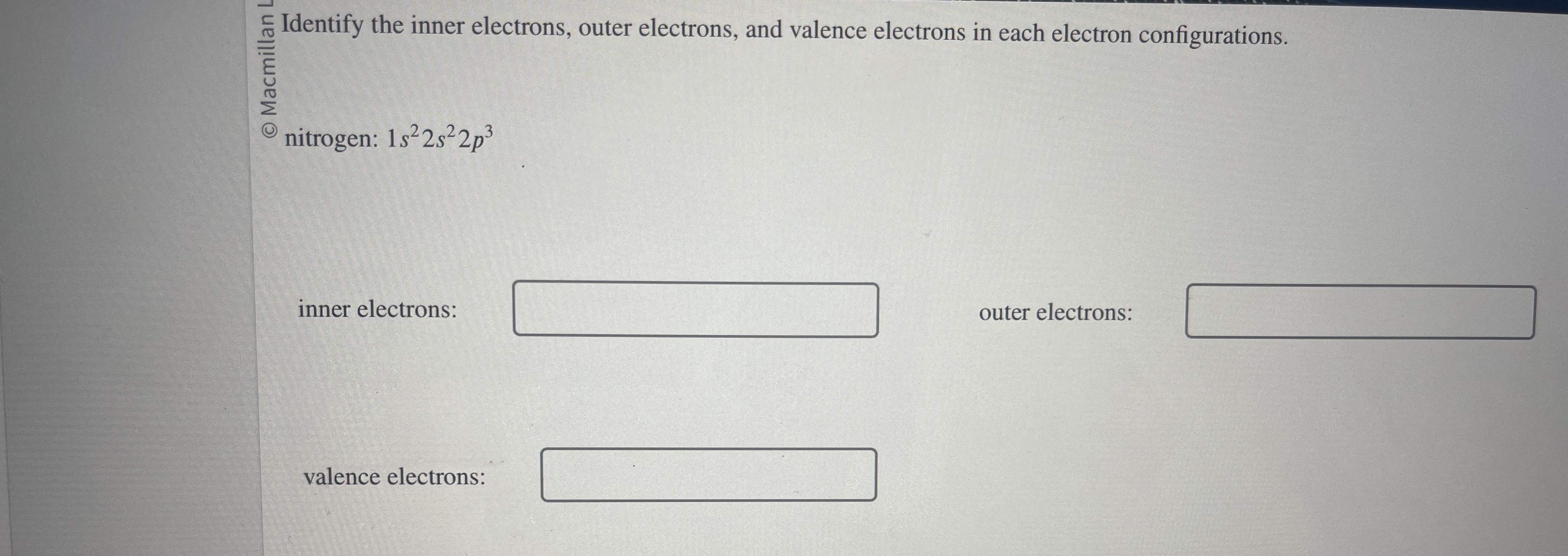 Solved Identify the inner electrons, outer electrons, and | Chegg.com