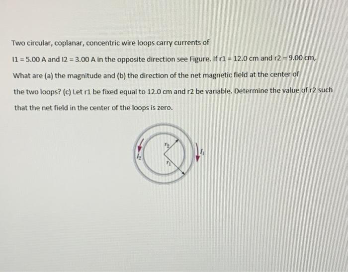 Solved Two circular, coplanar, concentric wire loops carry | Chegg.com