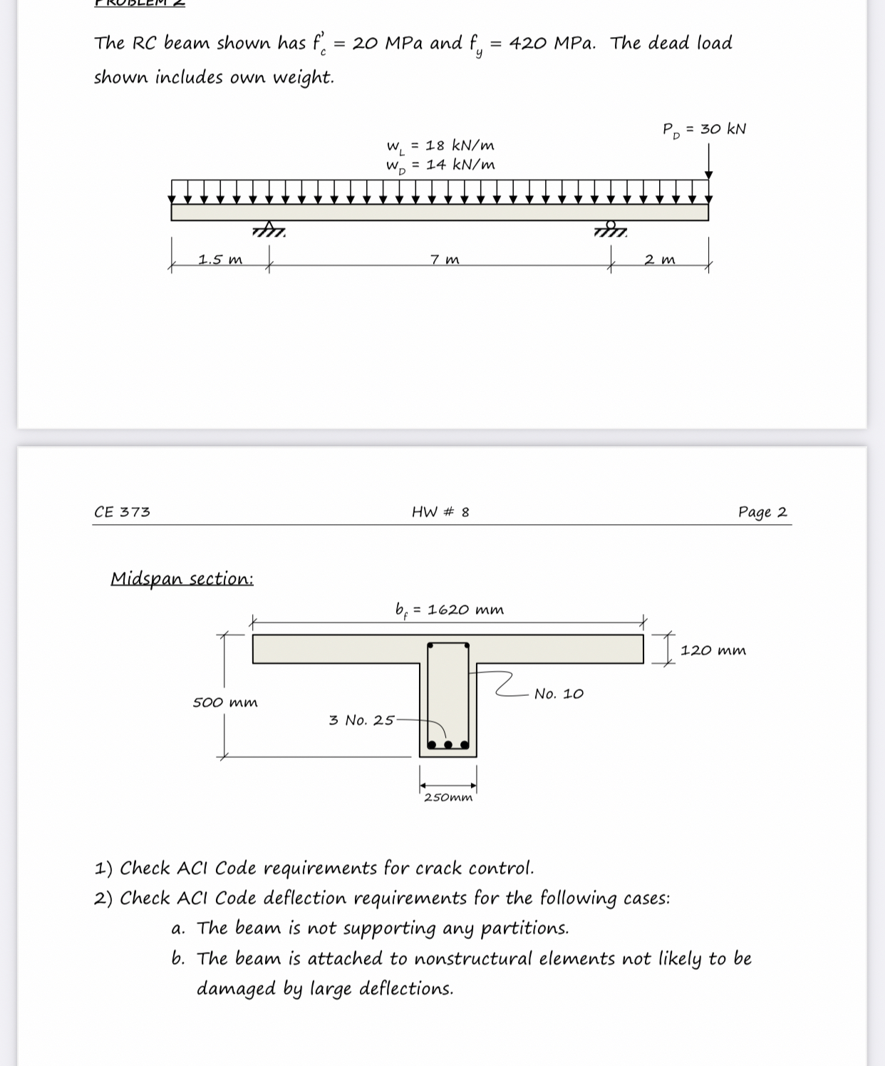 The RC ﻿beam shown has fc'=20MPa and fy=420MPa. The | Chegg.com