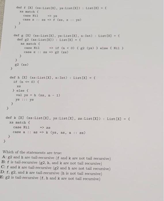 Solved Question 17: Consider the Scala definitions: def f | Chegg.com