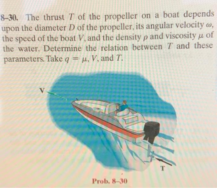 Solved upon 8-30. The thrust T of the propeller on a boat | Chegg.com