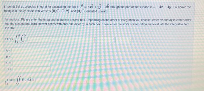 Solved (1 point) Set up a double integral for calculating | Chegg.com