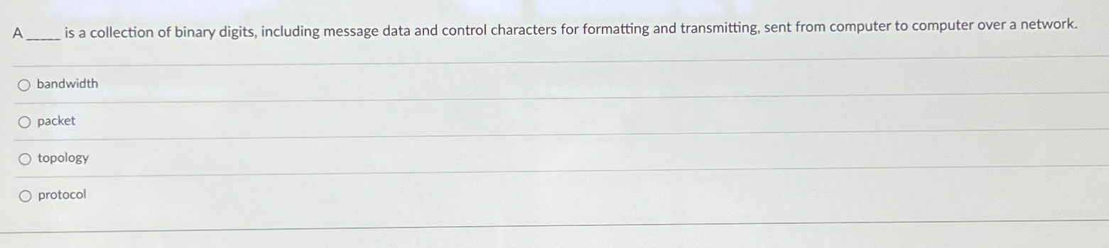 Solved A is a collection of binary digits, including message | Chegg.com