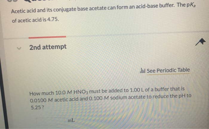 Solved Acetic acid and its conjugate base acetate can form | Chegg.com