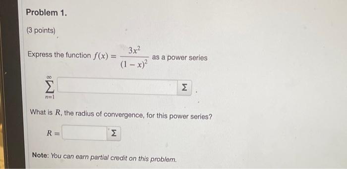 Solved Express the function f(x)=(1−x)23x2 as a power series | Chegg.com