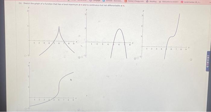 Solved b) Sketch the graph of a function that has a local | Chegg.com