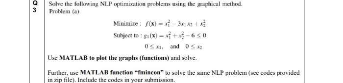 Solve the following NLP optimization problems using | Chegg.com