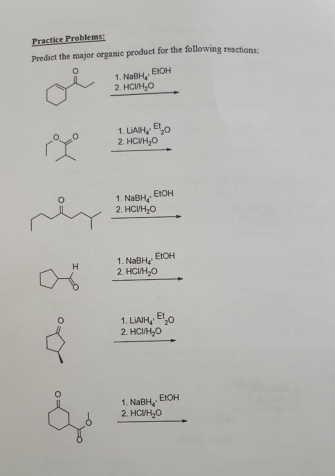 Solved Practice Problems: Predict the major organic product | Chegg.com