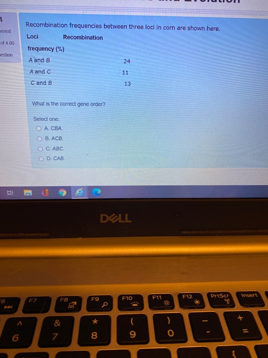 Solved 4 vered Recombination frequencies between three loci | Chegg.com