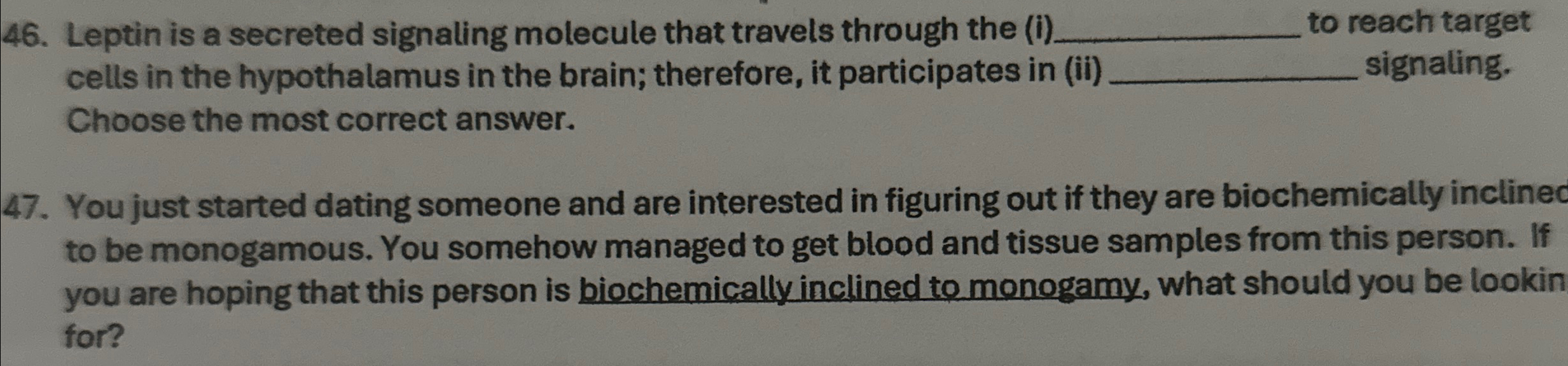 Solved Leptin is a secreted signaling molecule that travels | Chegg.com