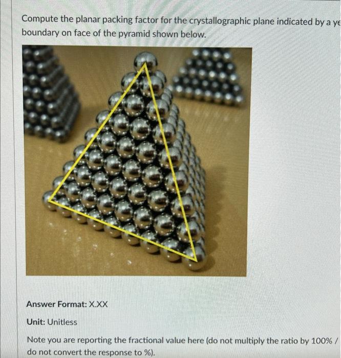 Solved Compute the planar packing factor for the | Chegg.com
