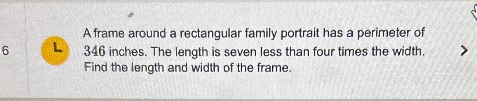 Solved A frame around a rectangular family portrait has a | Chegg.com