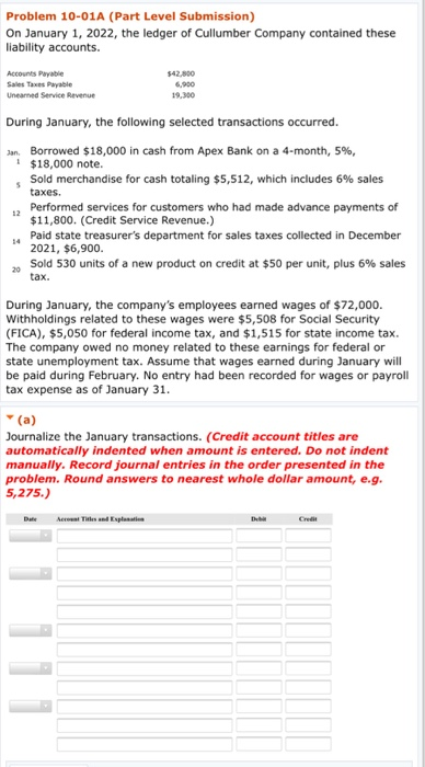 Solved Problem 10-01A (Part Level Submission) On January 1, | Chegg.com